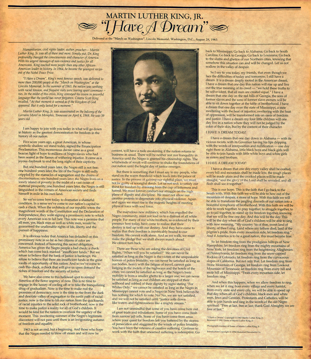 Historical Documents - Martin Luther King, Jr.'s "I Have a Dream 1963 ...