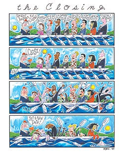 The Closing -Comical poster of the closing Item #1600U – For Counsel