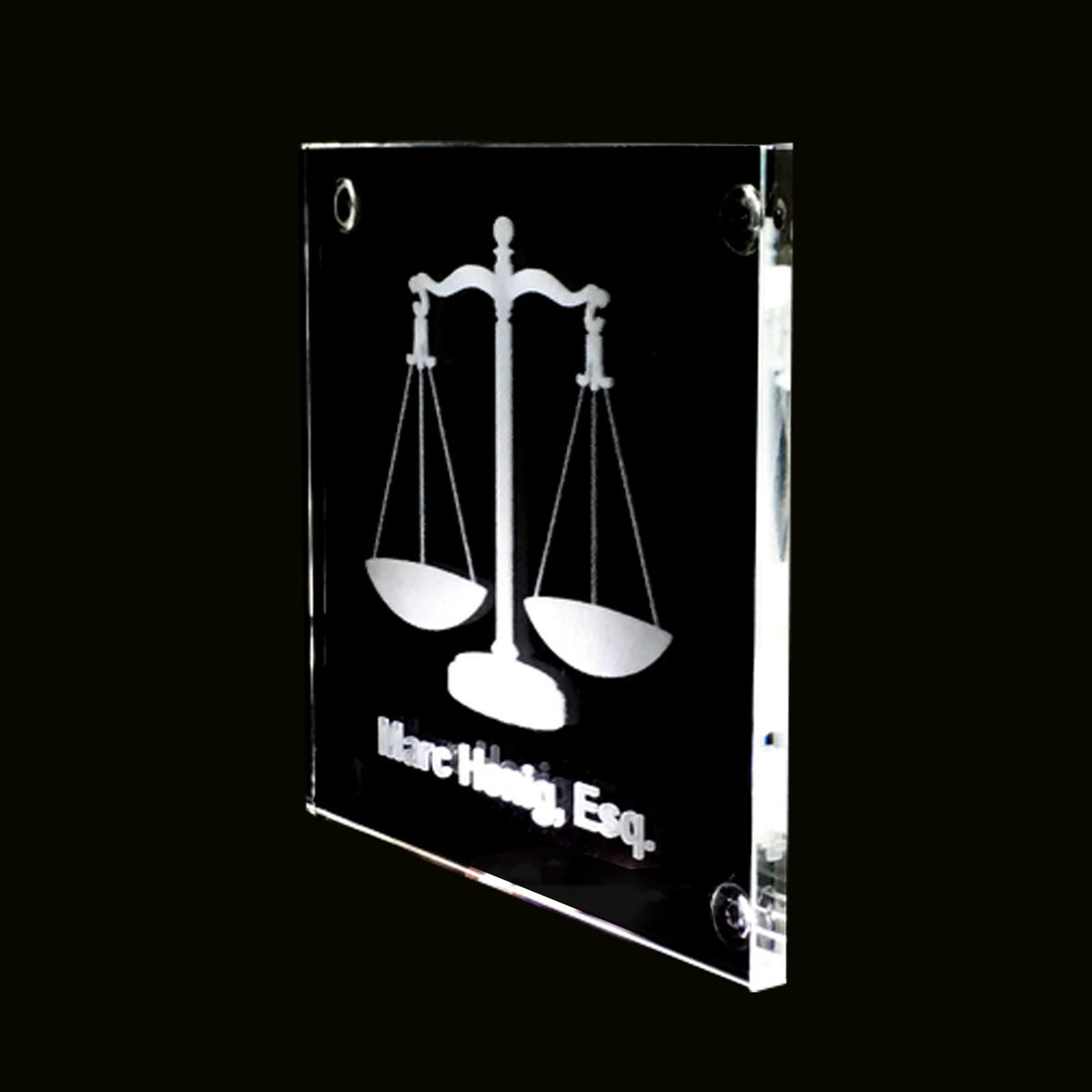 CRYSTAL COASTER WITH SCALES OF JUSTICE OR CADUCEUS WITH CUSTOMIZED WOR ...